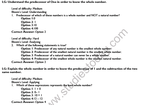 CBSE Class 6 Maths Whole Numbers Worksheet Set K CBSE Class 6 Maths Whole Numbers Worksheet Set K